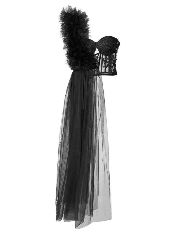 LIA ARAM Hand-embroidered Deconstructed Corset - Black