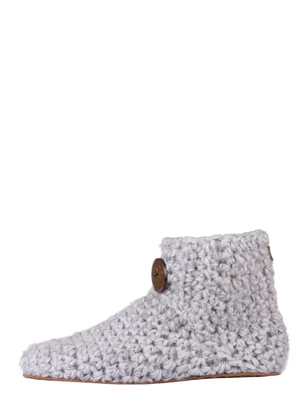 KINGDOM OF WOW Hand-crocheted Wool Boot Slippers - Grey