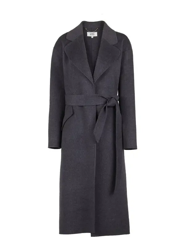 GUARDS LONDON Kelly Belted Wool Cashmere Long Coat - Grey