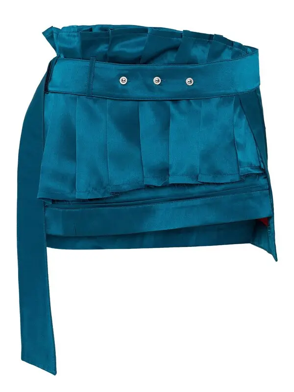PCFG Pure Silk Pleated Mini Skirt - Blue