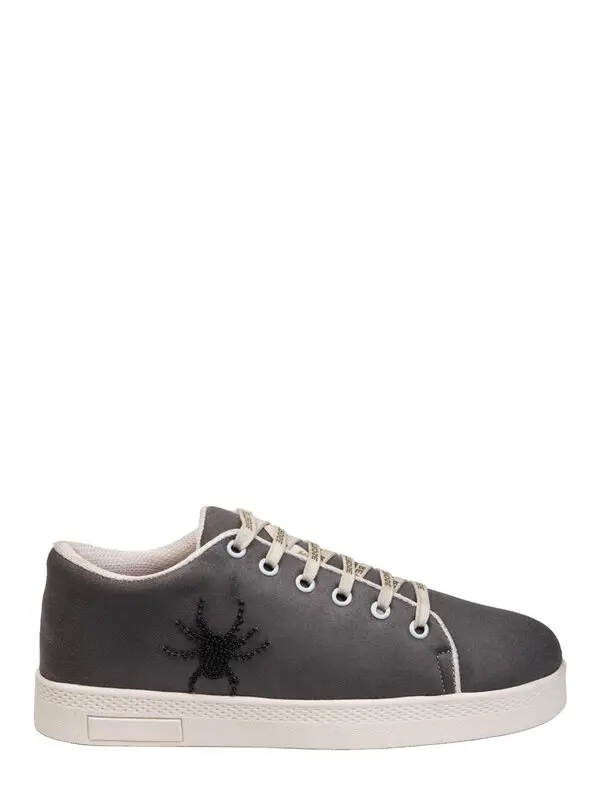 RETTROSE Luxury Suede Embellished Tennis Shoe - Grey
