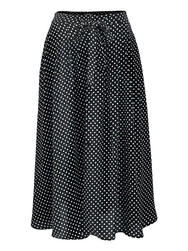 SMART AND JOY Flared Polka Dot Skirt - Black