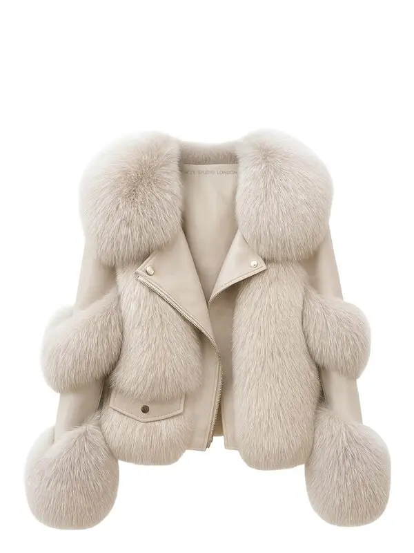 WJY STUDIO LONDON Jacket With Faux Fur - Beige/black