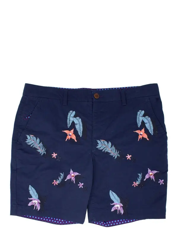 LORDS OF HARLECH Edward Flower Embroidered Shorts - Blue
