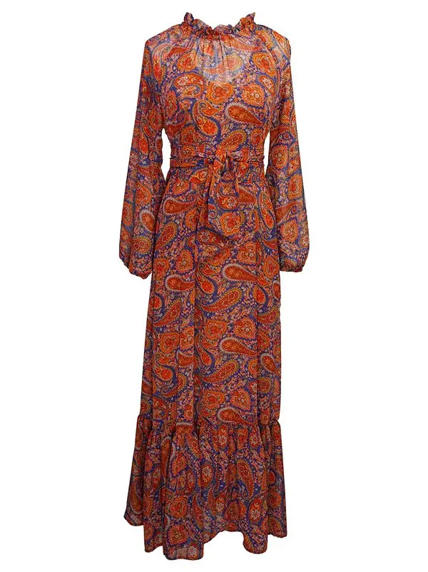 JENNAFER GRACE Paisley Roper Maxi Dress - Blue/red