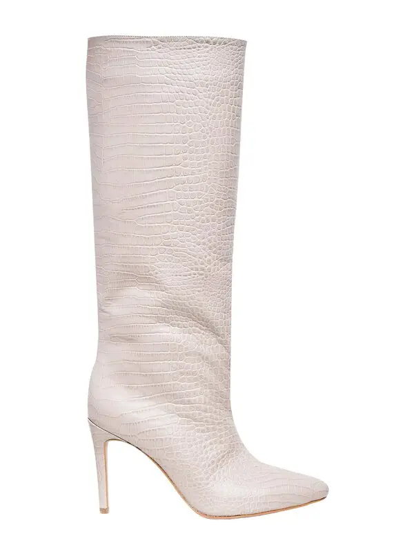 GINISSIMA Ilona Embossed Leather Boots - Grey