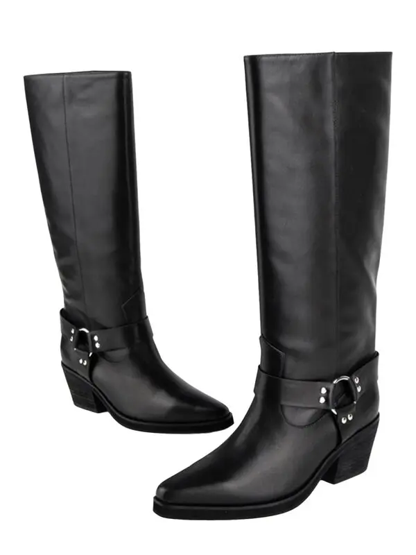 Intentionally Blank Josephine Knee High Biker Boot - Black