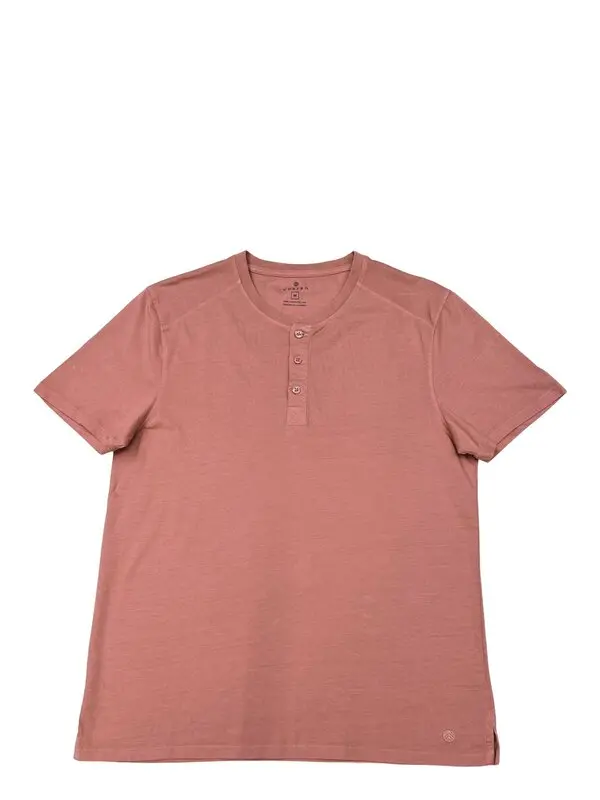 VUSTRA Pink / Red Ash Rose Short Sleeve Henley - Pink/red