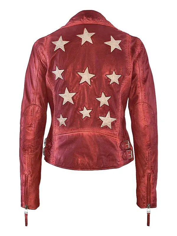 Mauritius Christy Rf Star Detail Leather Jacket - Red