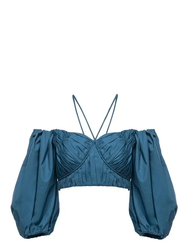 VASILIKI ATELIER Isabella Ruched Top - Blue