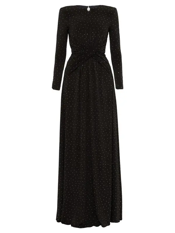 NISSA Rhinestone-embellished Jersey Maxi Dress - Black