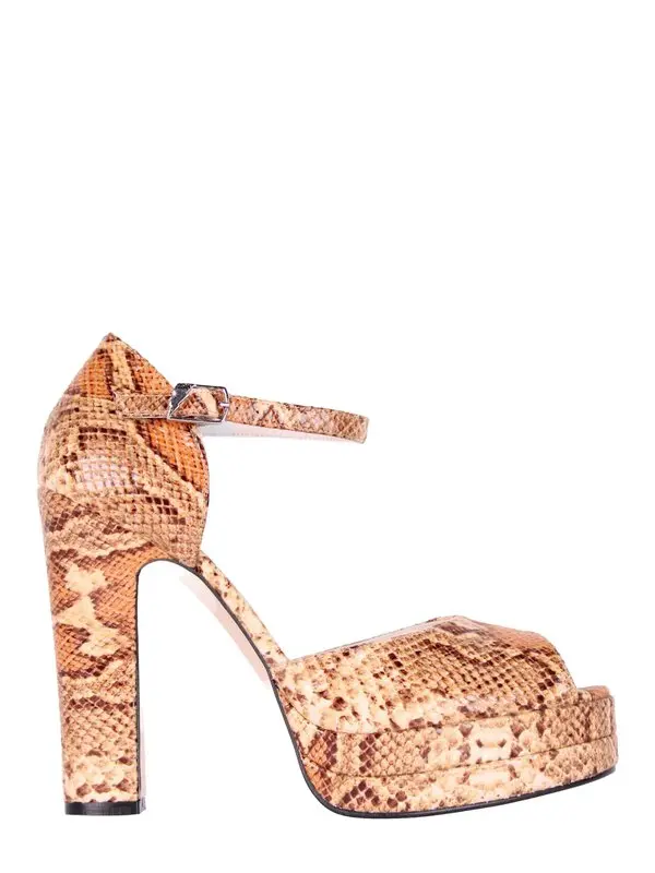 TERRY DE HAVILLAND Lena Rattle Platform Heel - Brown