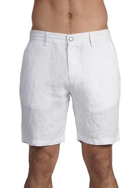 EIGHT X 100% Linen Slim Fit Shorts - White