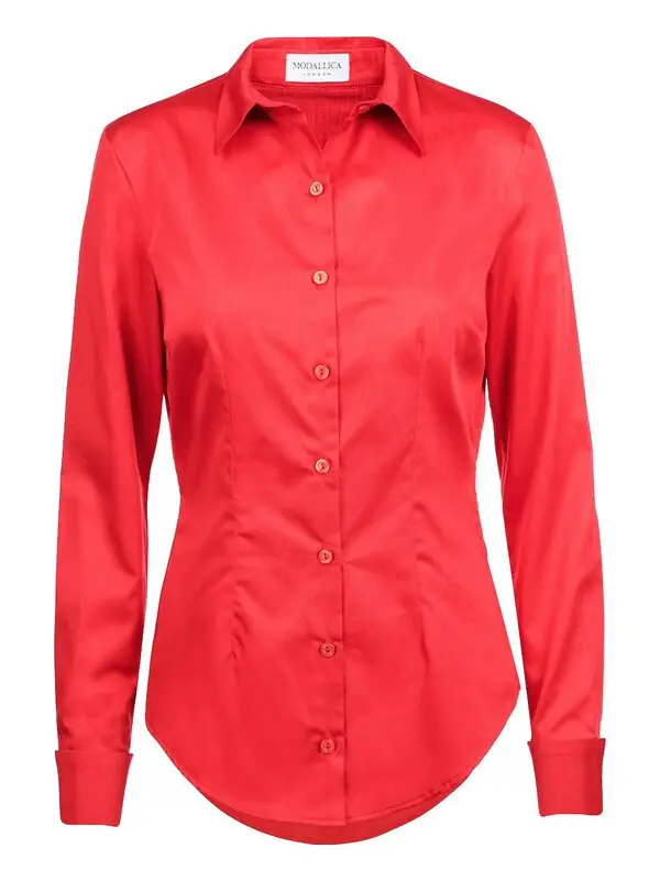 MODALLICA Viva Organic Gots Certified Pima Cotton Fitted Shirt - Red