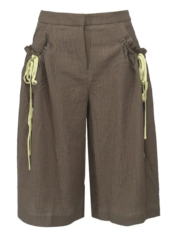 SMART AND JOY Wide Leg Capri Trousers - Green