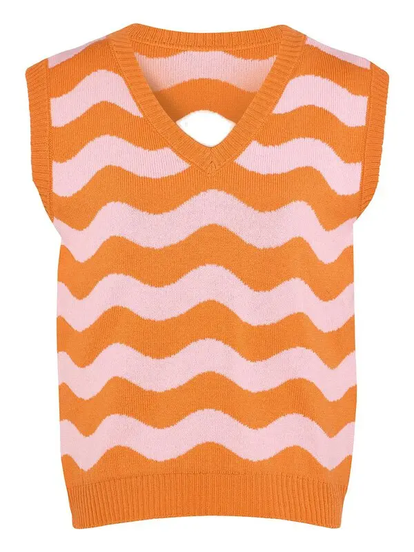 INGMARSON Wavy Knit Vest - Pink/orange