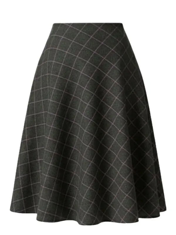IZABELA MANDOIU Bias-cut Plaid Midi Skirt - Grey
