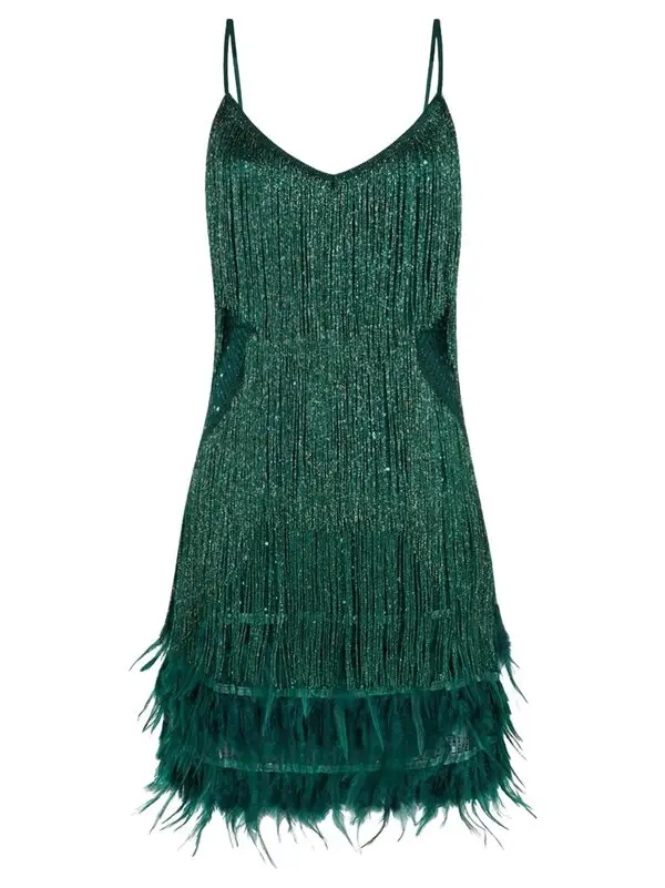 PRETTY ECCENTRIC Hundred Watt Tassel Dress - Green