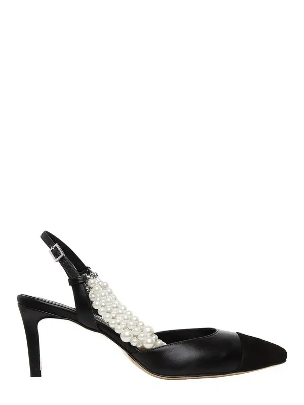 GINISSIMA Alice Pearl Leather Low Heel - Black