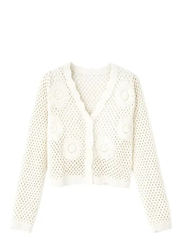 YUMI Crochet-knit Cardigan - White