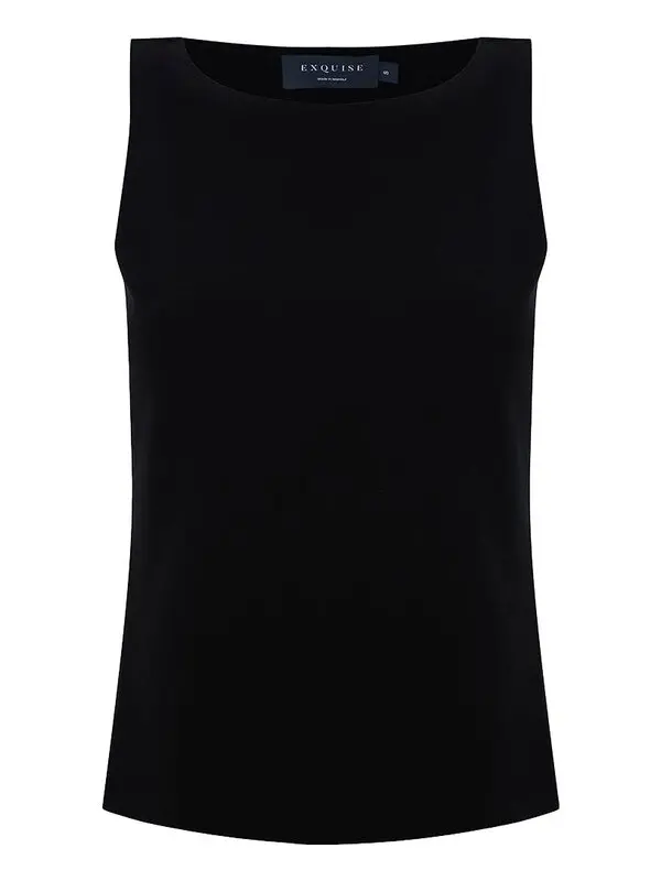 EXQUISE Regular Fit Boat Neck Sleeveless Knit Blouse - Black