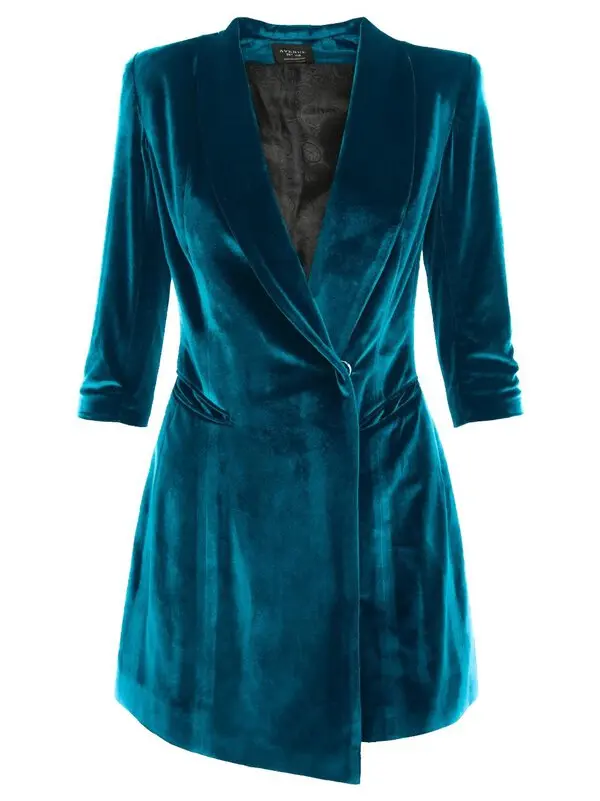 AVENUE N°29 Asymmetric Velvet Blazer Dress - Blue
