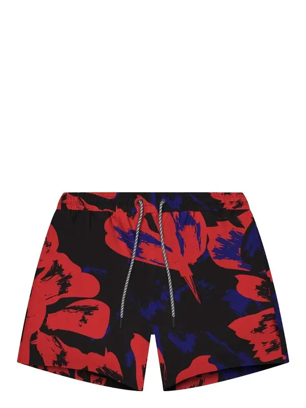 PLAYALUXE Floral Swim Trunk - Red/black