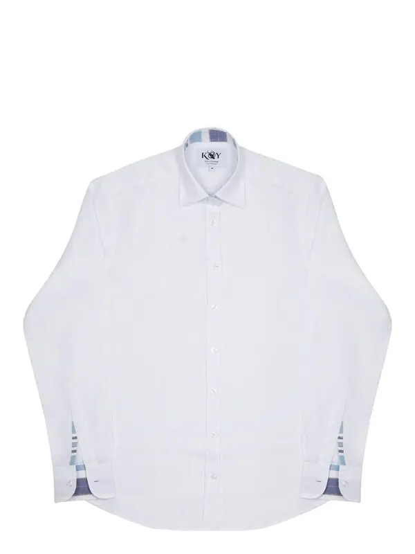 KOY CLOTHING Linen Shirt With Kikoy Fabric Detailing - White