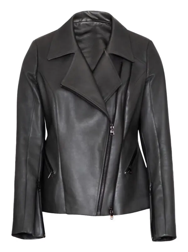 Mionè Leather Biker Jacket - Grey