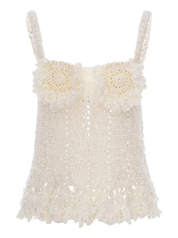 ANDREEVA Crochet Top - White