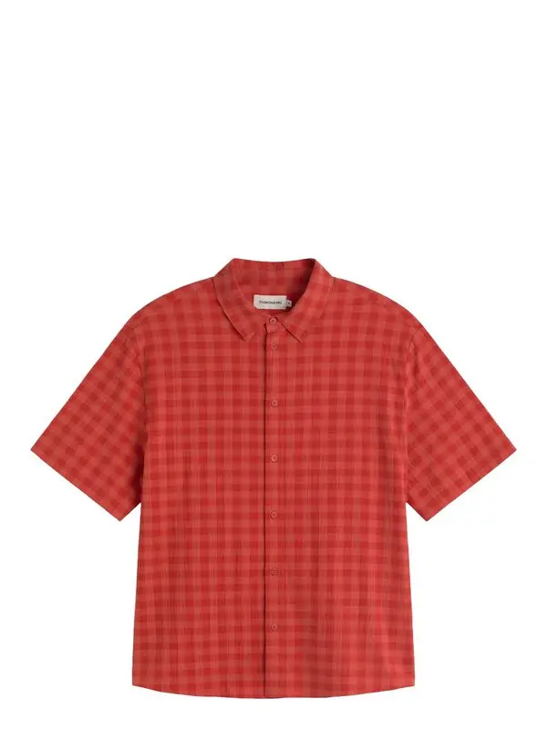 THINKING MU Paddy Seersucker Shirt - Red