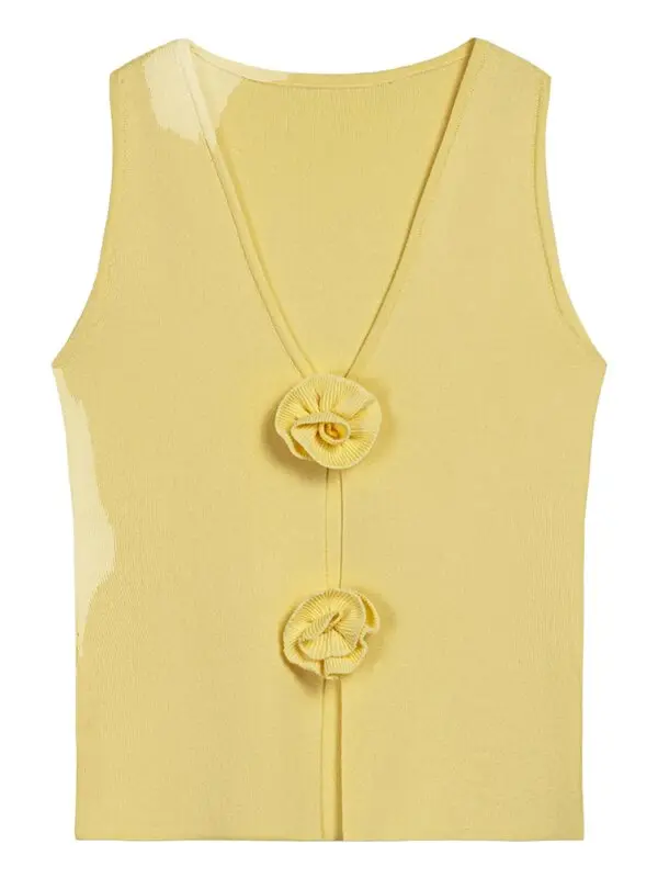 NOCTURNE Floral Cut-out Knit Top - Yellow