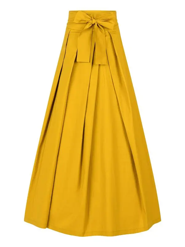 NIKKA PLACE High Waisted Full Skirt With Bow Detail - Yellow