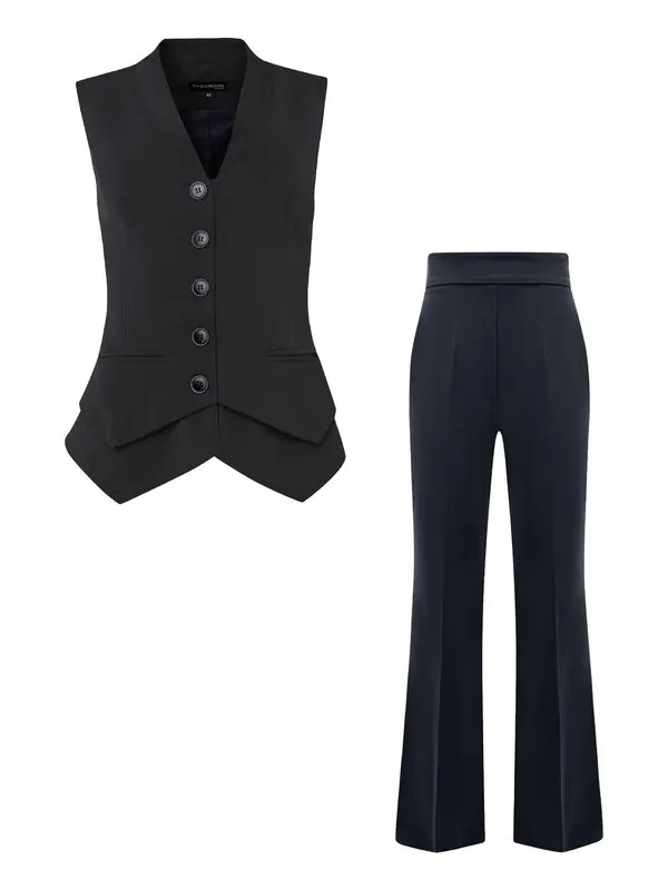 TIA DORRAINE Fitted Waistcoat & Trousers Set - Black