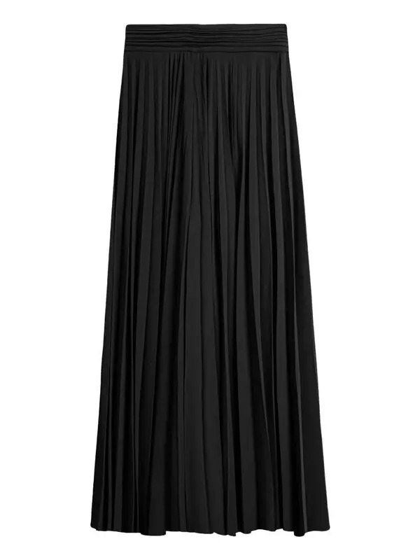 NOCTURNE Pleated Wide-leg Chiffon Pants - Black