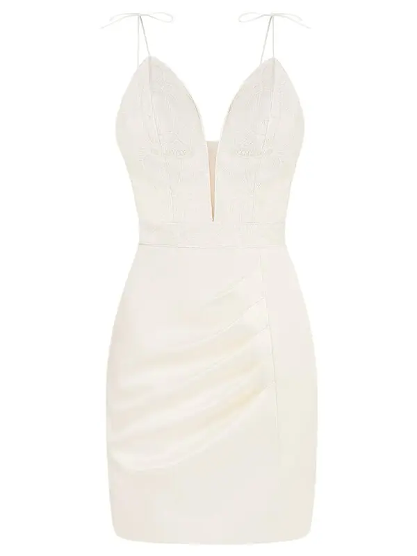 TIA DORRAINE Heaven Embroidered Organza Mini Dress - White