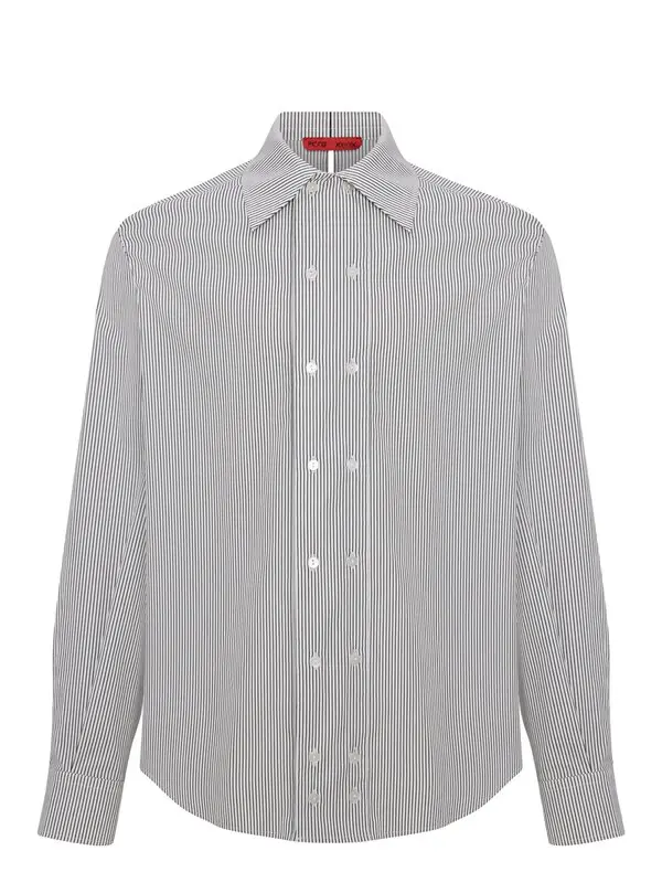 PCFG Black / White Cotton Blend Striped Woven Shirt - Black/white