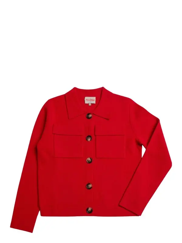 PORRIDGE KNITWEAR Wool Rebecca Jacket - Red
