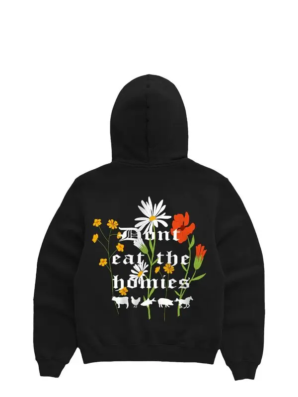 DONT EAT THE HOMIES Flower Graphic Hoodie - Black/red