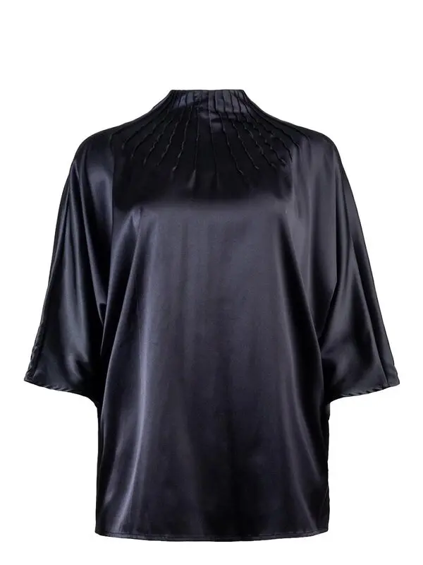HELENE GALWAS Camellia Silk Blouse - Black