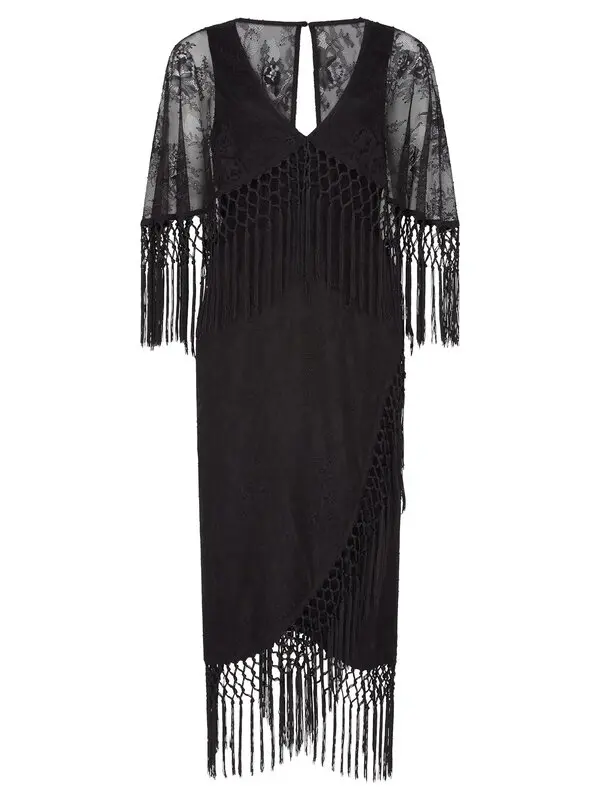 LITTLE LIES Tango In The Night Lace Midi Dress - Black