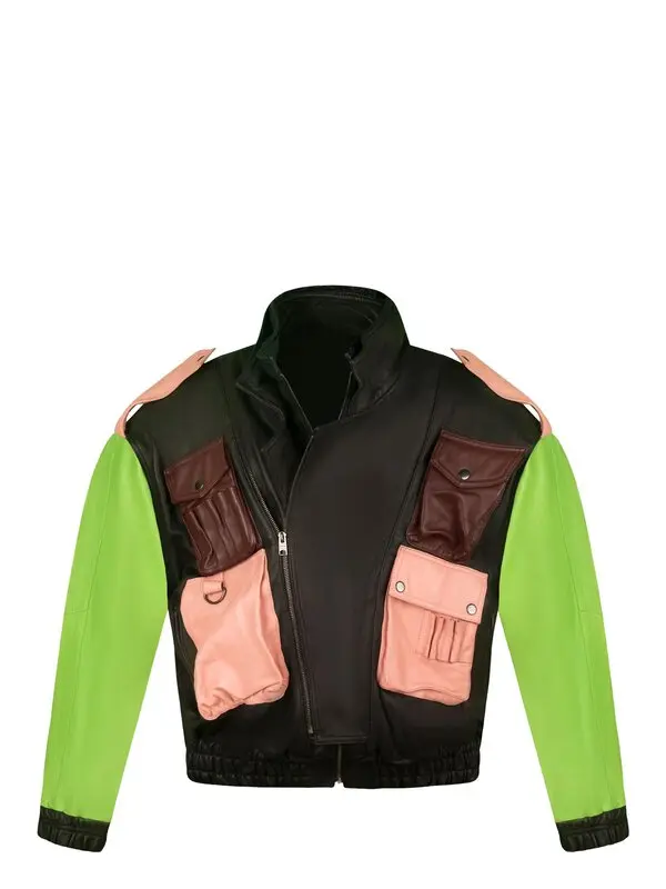 ZASTASTUDIO Leather Bomber Jacket - Black