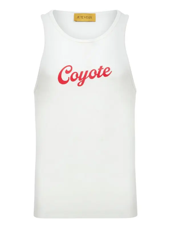 JE TE VEUX Coyote Print Tank Top - White