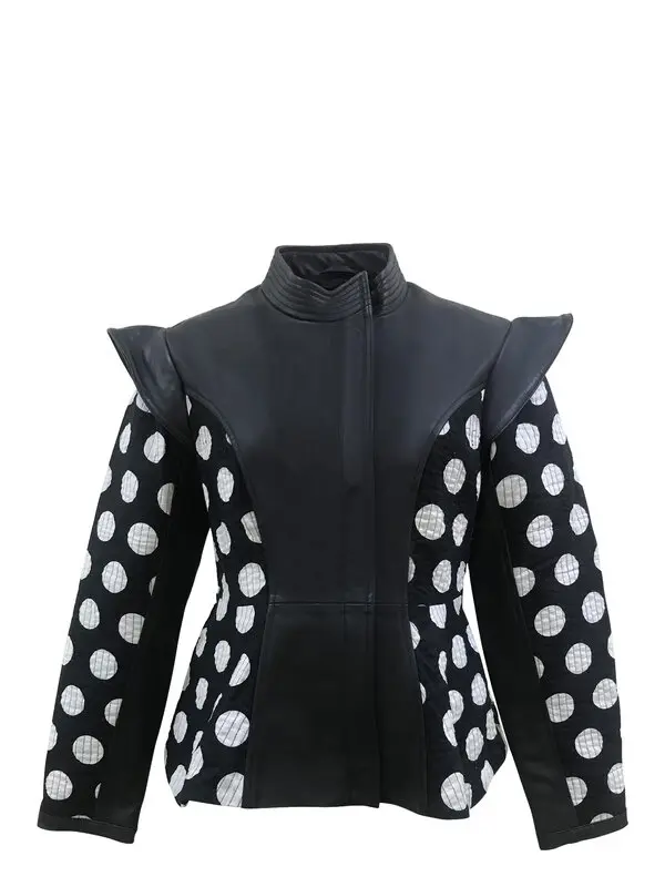 ZASTASTUDIO Arion Kantha Stitched Leather Jacket - Black