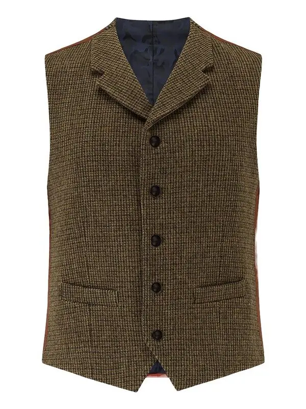 GUARDS LONDON Sherwood Tweed Wool Waistcoat - Brown