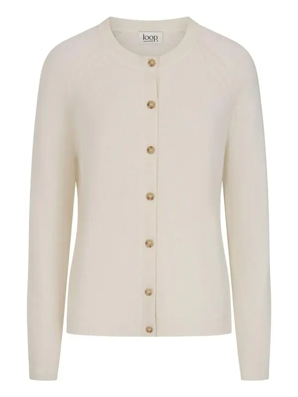 LOOP CASHMERE Featherweight Cashmere Cardigan - White