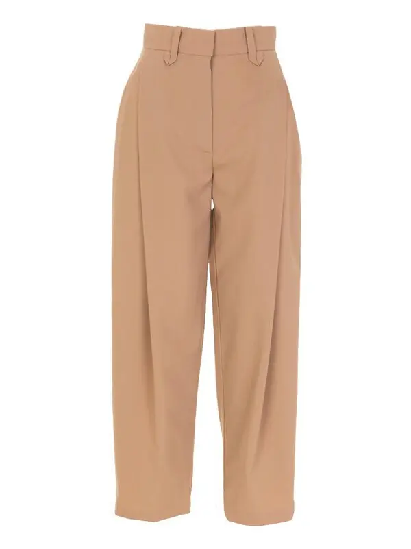ZAMSEE Wool Tapered Trousers - Brown