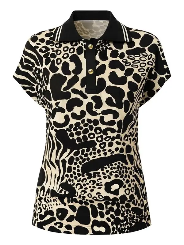 EXQUISE Brinley Abstract Print Sleeveless Blouse - Black