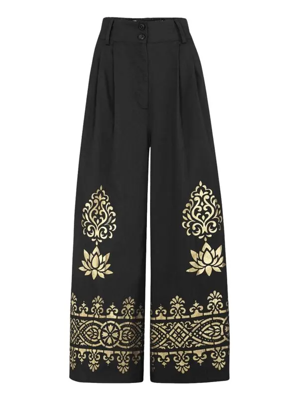 NESAVAALI Screen-printed Wide-leg Trousers - Black