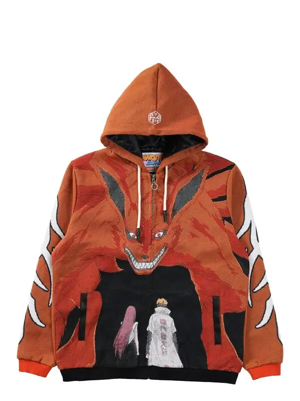 VERYRARE Kurama Minato Kushina Tapestry Zip-up Jacket - Orange